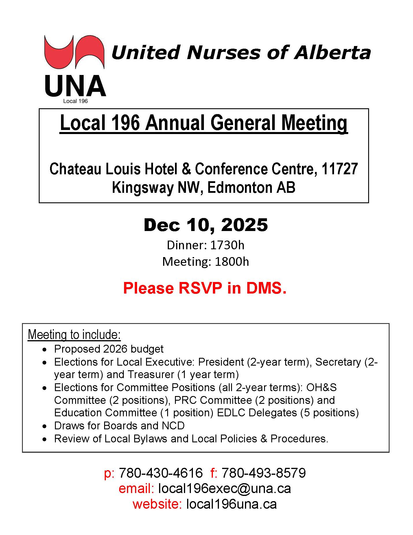 Local 196 Annual General Meeting – December 10, 2025 | United Nurses of ...